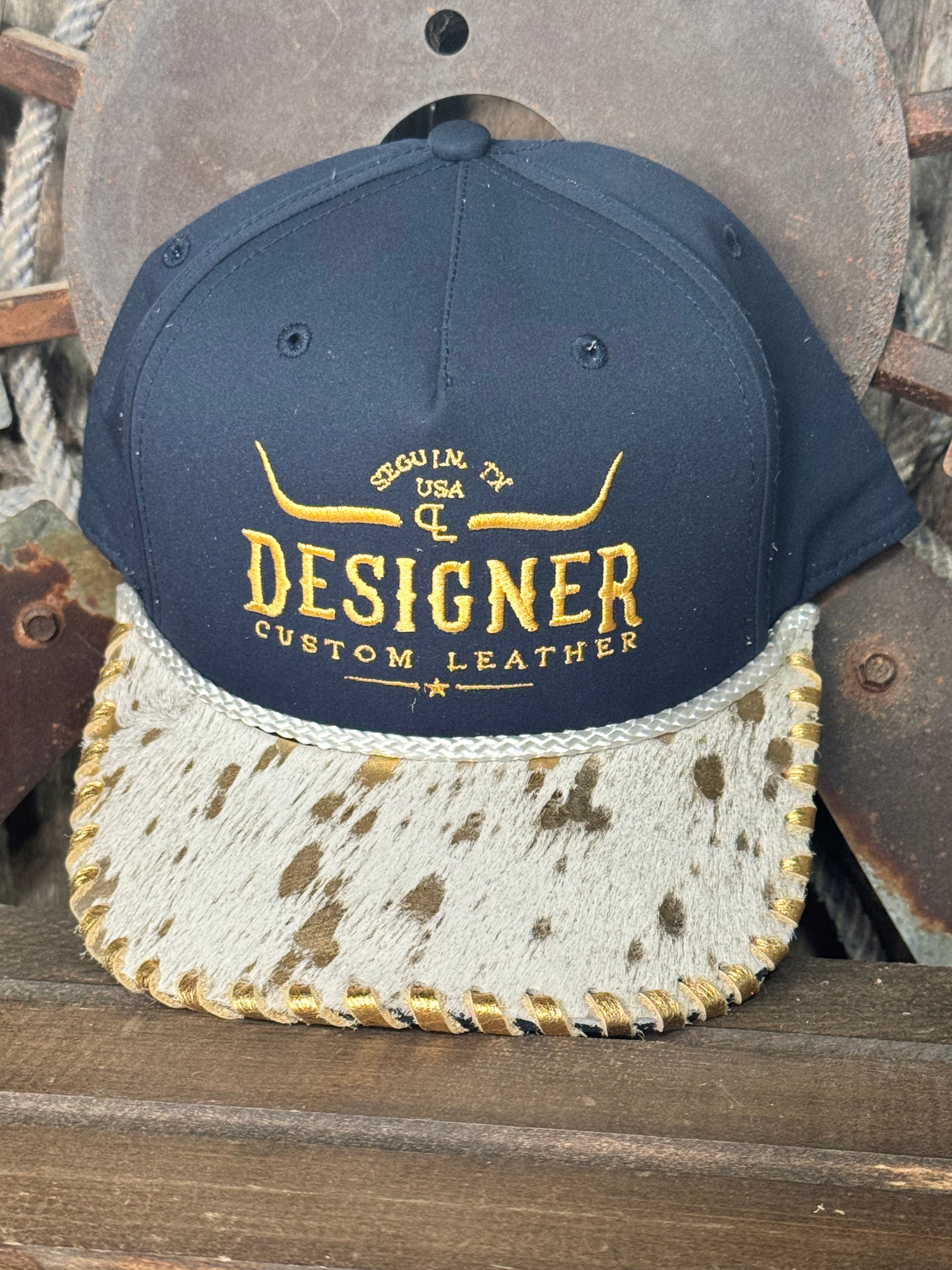 Navy with Gold Acid Wash Hat – Designer Custom Leather