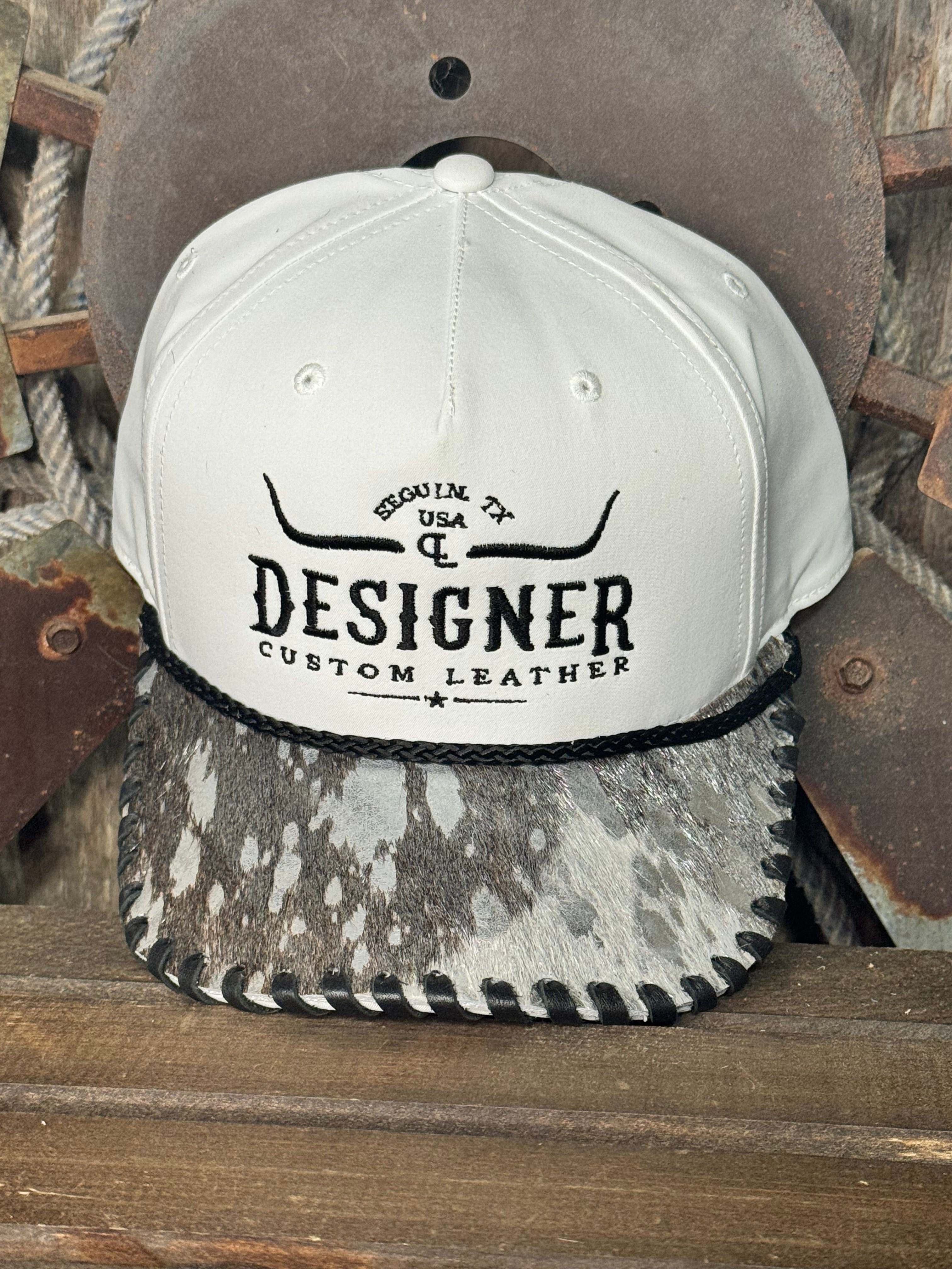 White with Silver Acid Wash Hat – Designer Custom Leather