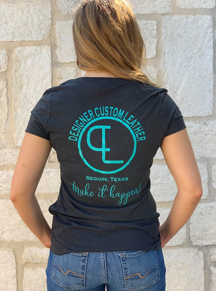 Women's Black and Turquoise T-Shirt – Designer Custom Leather