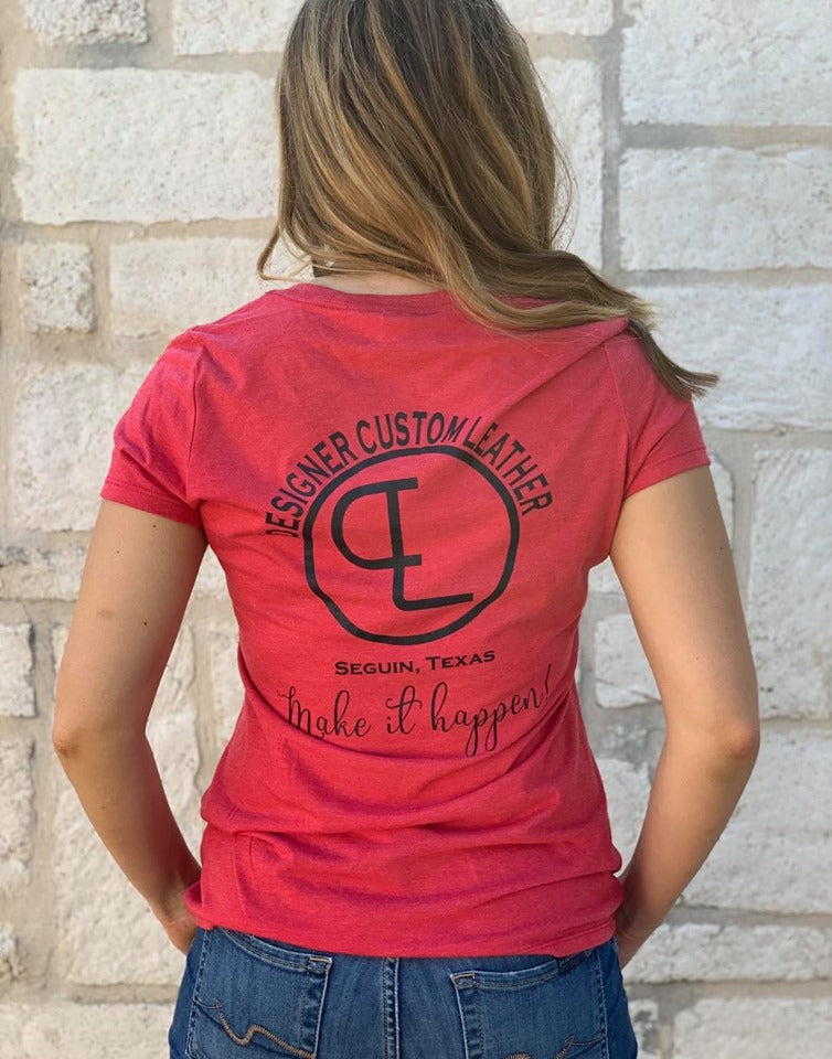 Women's Red and Black T-Shirt – Designer Custom Leather